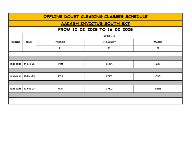 Offline DCC Schedule - South Ext | PDF