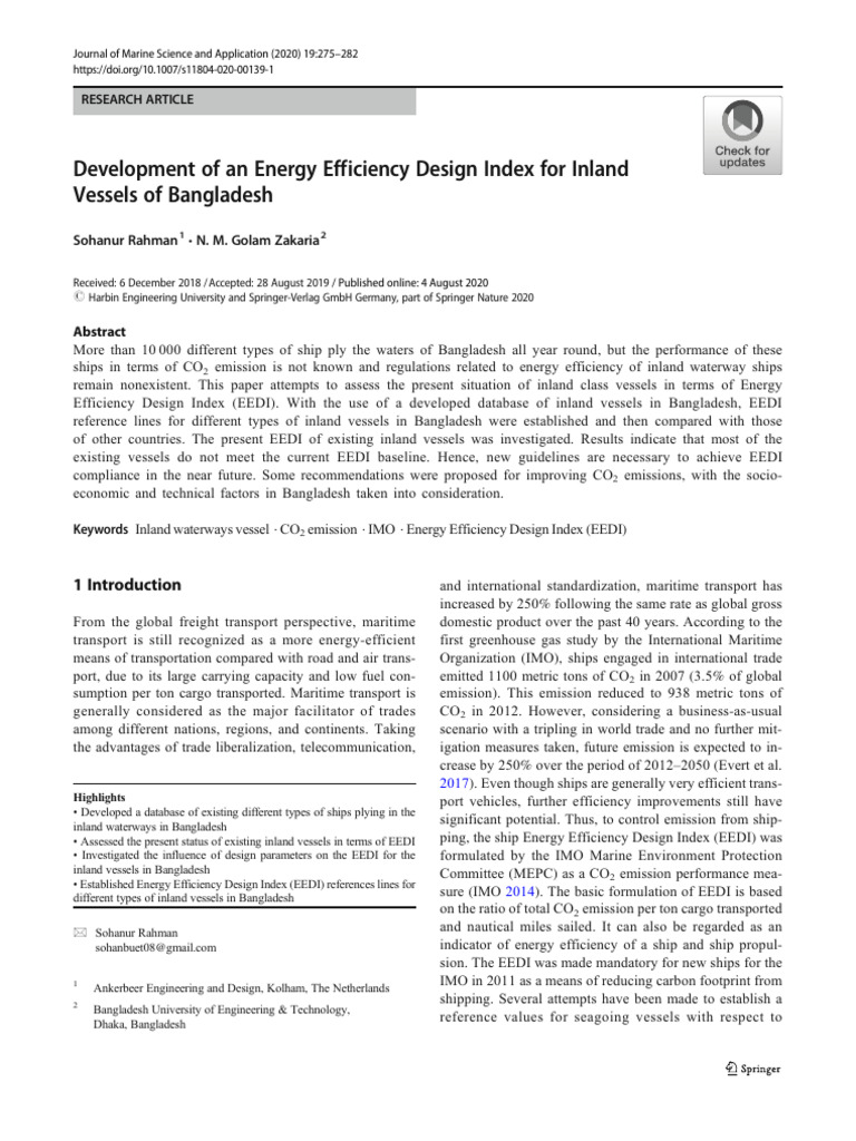 Energy Efficiency Design Index For Inland Ship | PDF | Ships ...