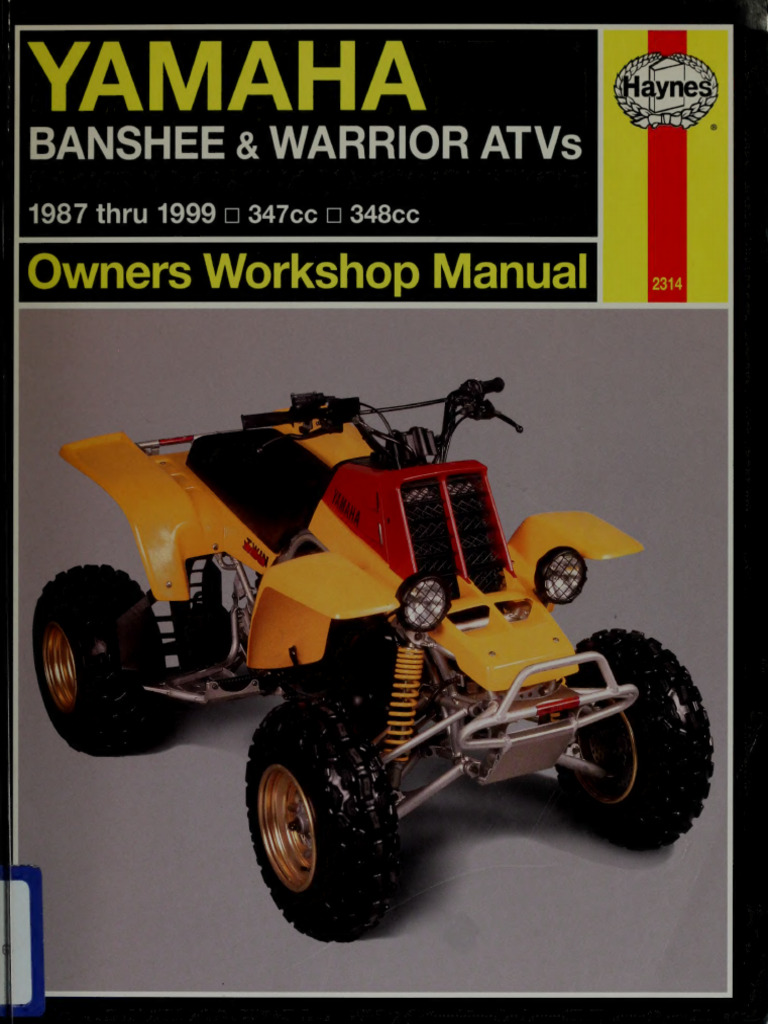 Haynes Yamaha Yfz350 Banshee Amp Yfm350x Warrior Atvs Owners Workshop Manual 1563923149 ...