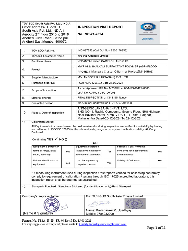 NEW IVR-SC-021-2024-signed | PDF | Calibration