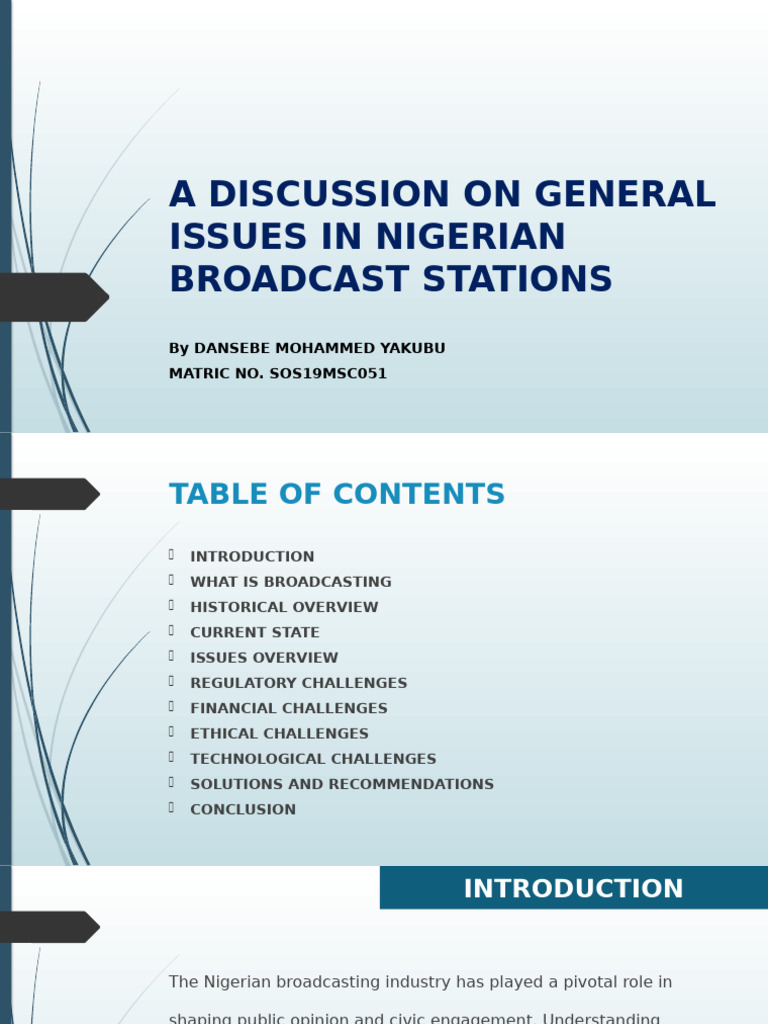 A Discussion On General Issues in Nigerian Broadcast | PDF ...