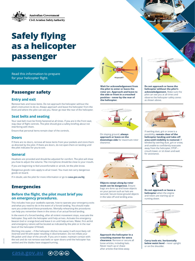 Helicopter Passenger Safety Guide | PDF | Helicopter | Seat Belt