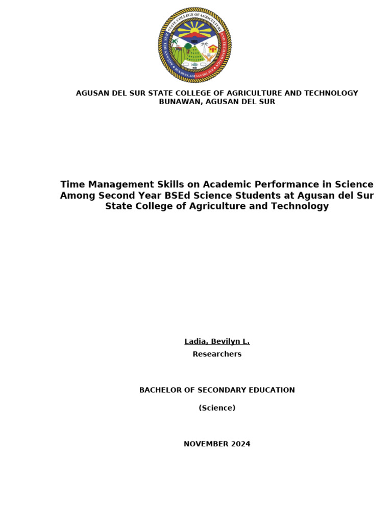 The Relationship of Time Management and Academic Performance in Science ...
