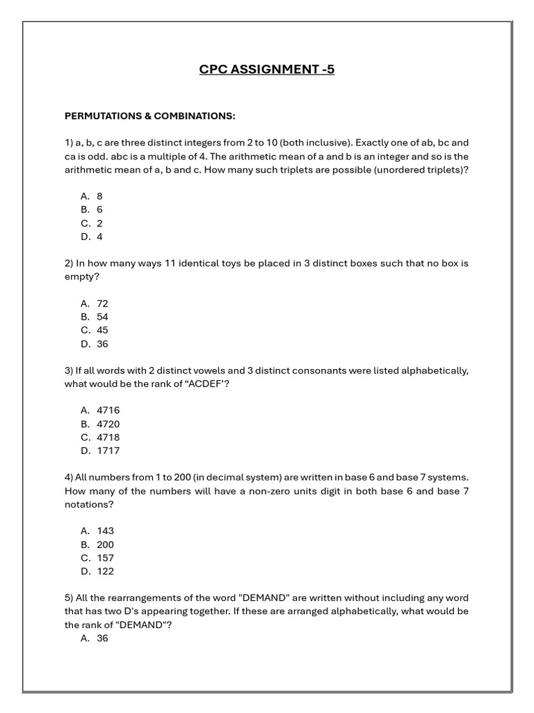 Aptitude Assignment Week 5 | PDF | Numbers | Arithmetic