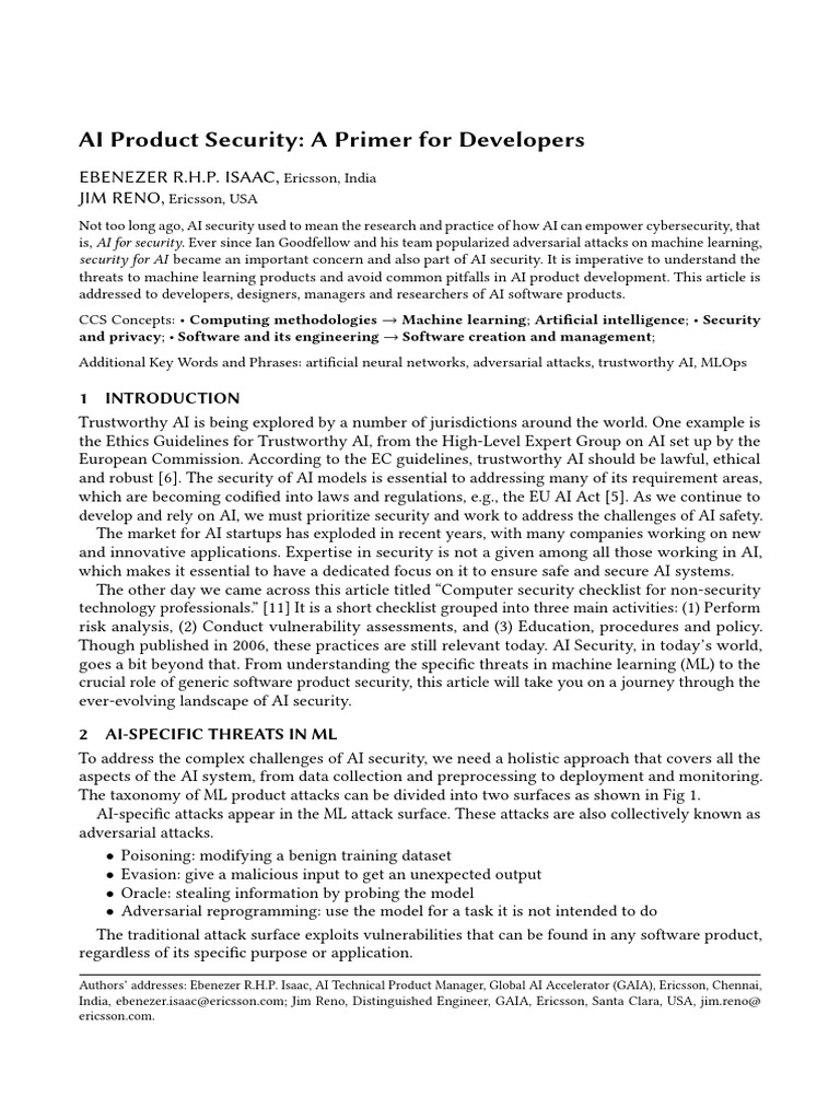 AI Product Security A Primer For Developers | PDF | Computer Security ...