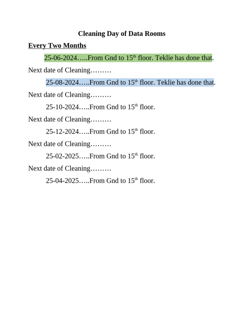 Cleaning Day of Data Rooms | PDF