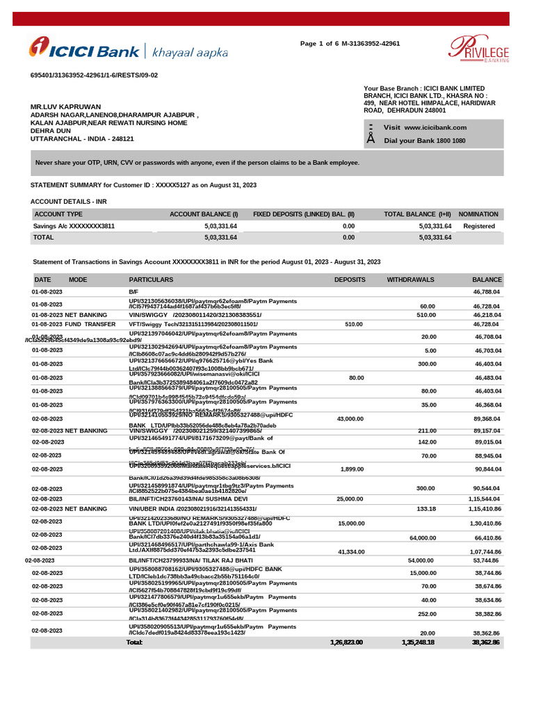 Statement 2023MTH08 127550365.PDF-unlocked | PDF | Banks | Payments