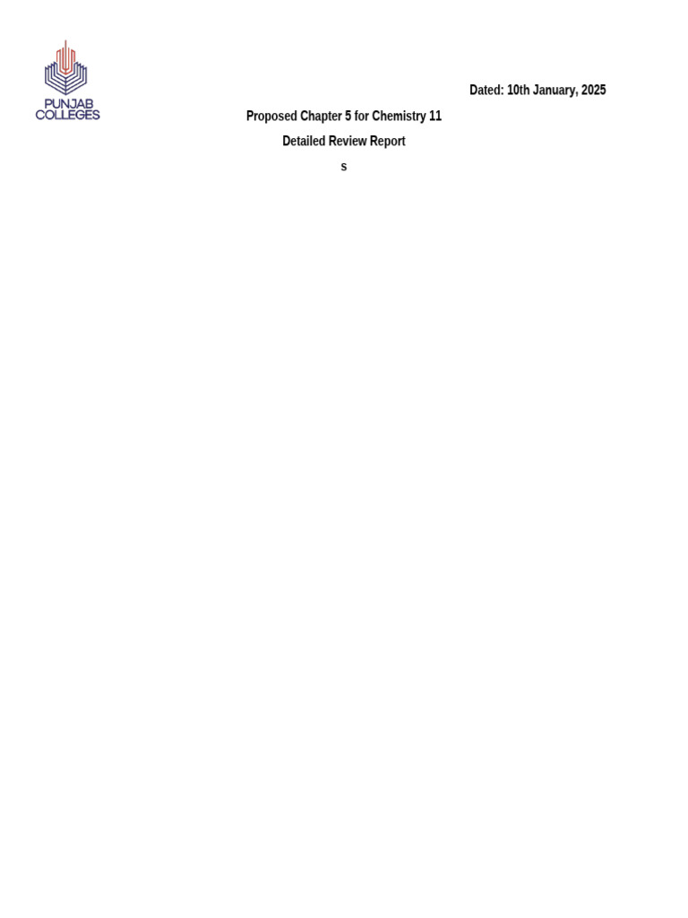 Chemistry 11 Chapter 5 Review Report | PDF