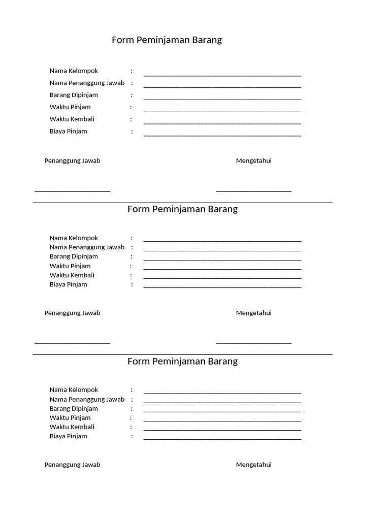 Form Pinjam Alat | PDF