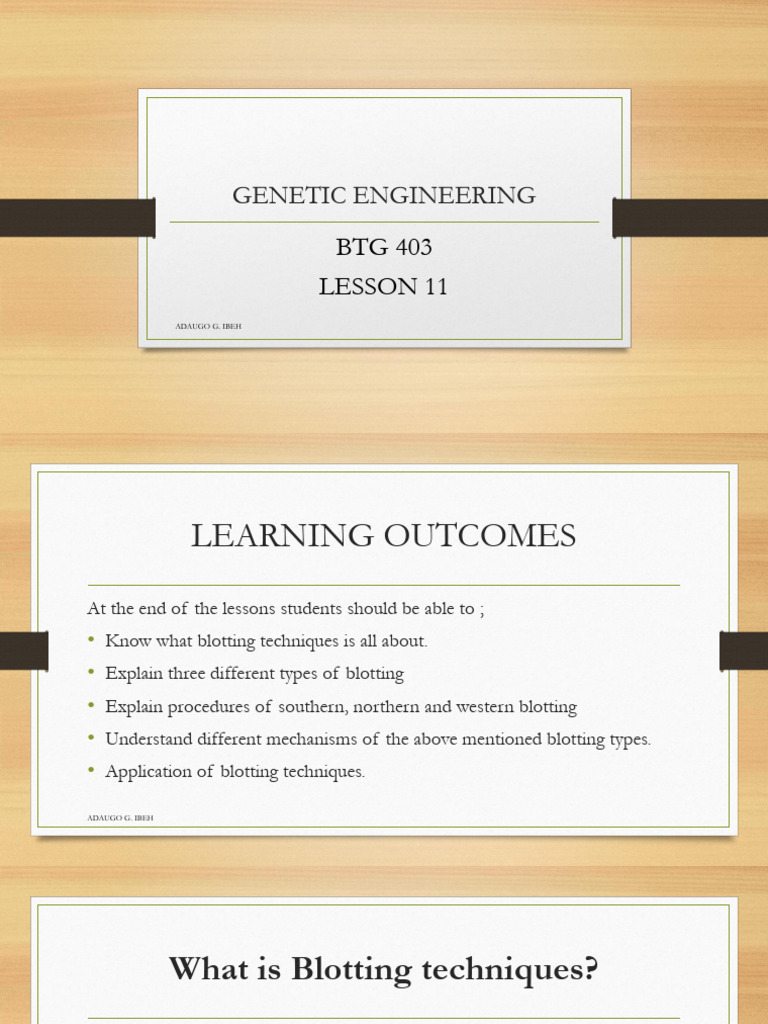 Genetic Engineering BTG 403 | PDF | Western Blot | Blot (Biology)