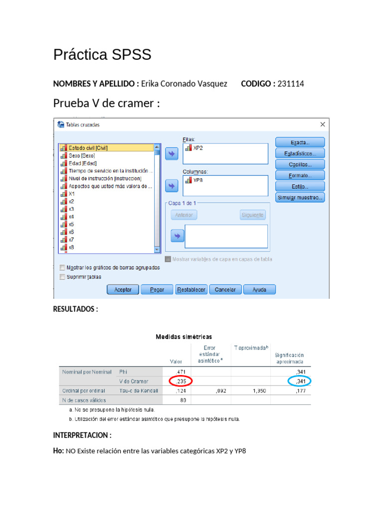 Práctica SPSS Erika Coronado Vasquez | PDF