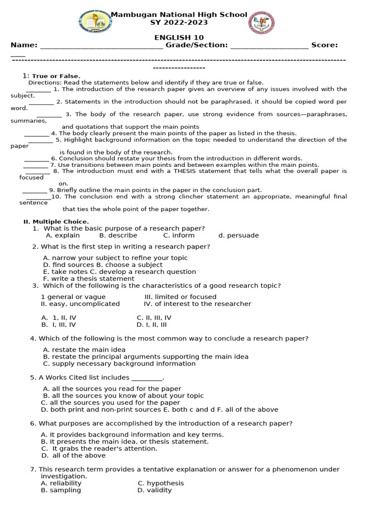 4th Q - Summative Test - Research | PDF | Methodology | Theory