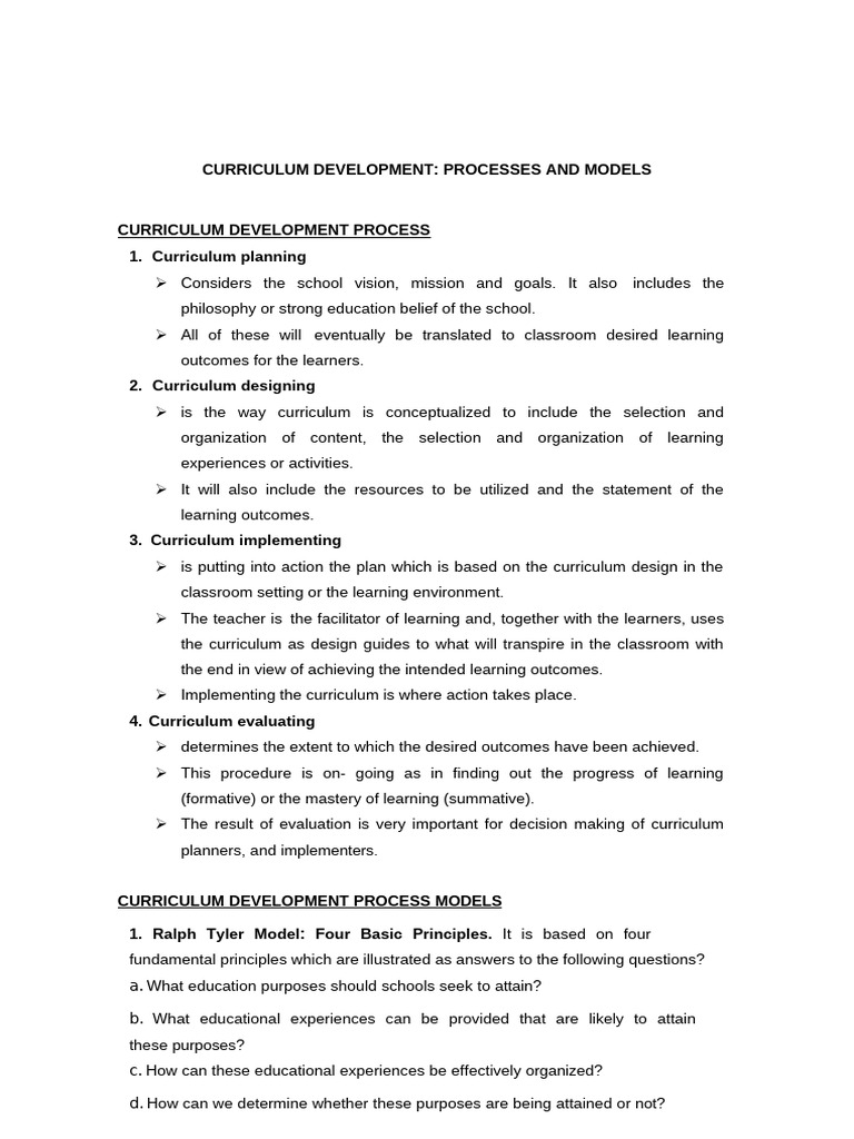 Curriculum Development | PDF | Curriculum | Evaluation