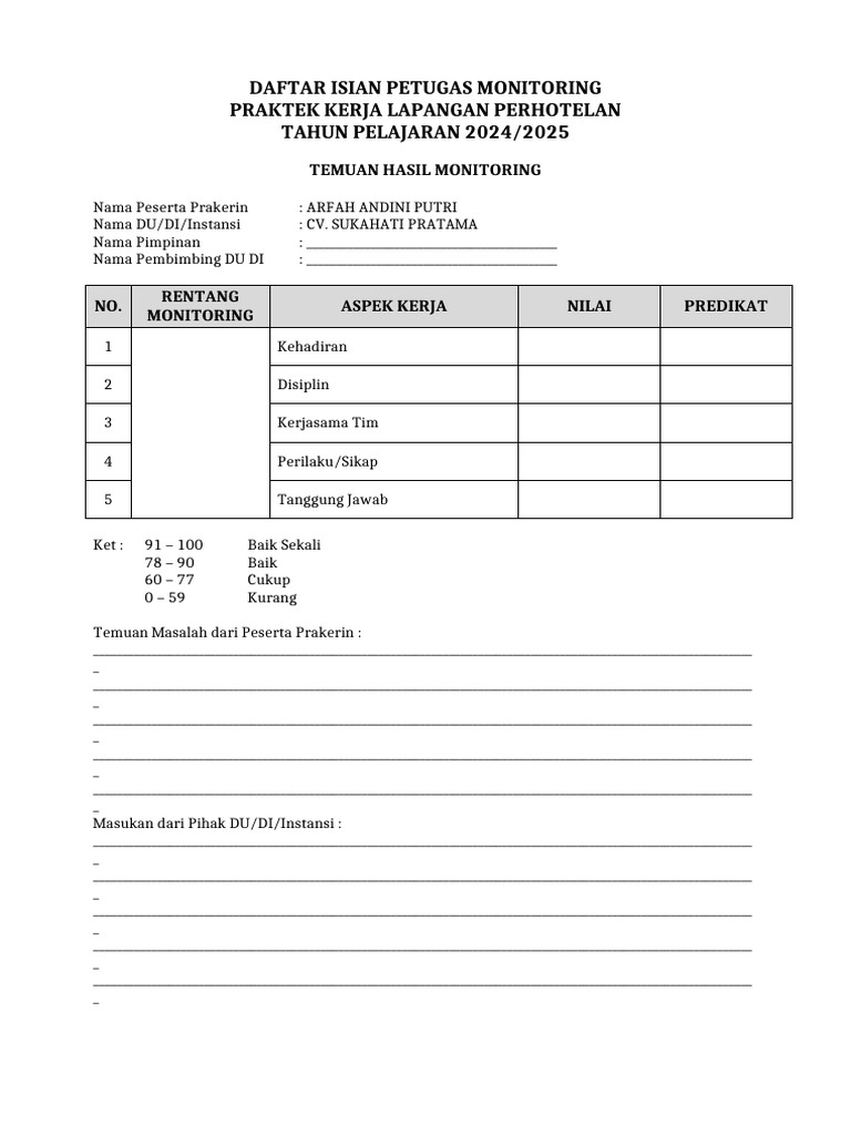 Lembar Monitoring | PDF