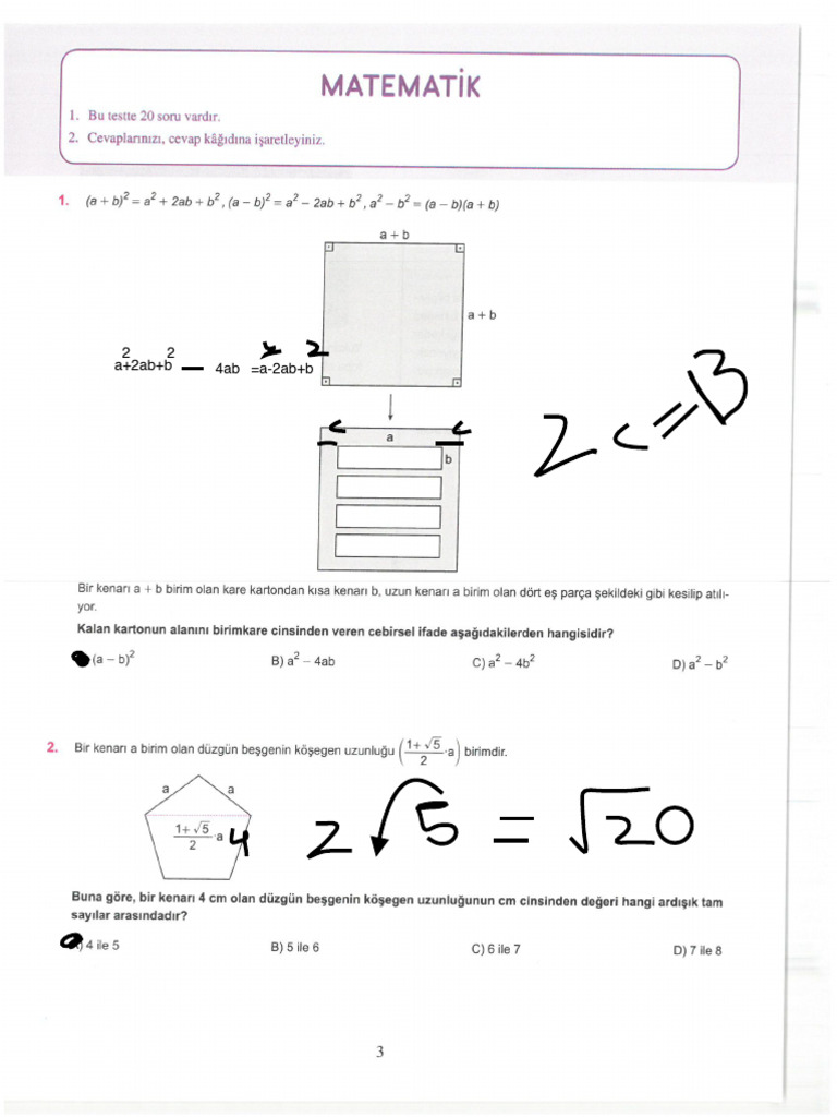 24 Nisan, 8.Sınıf UE, Matematik DS - 1 | PDF