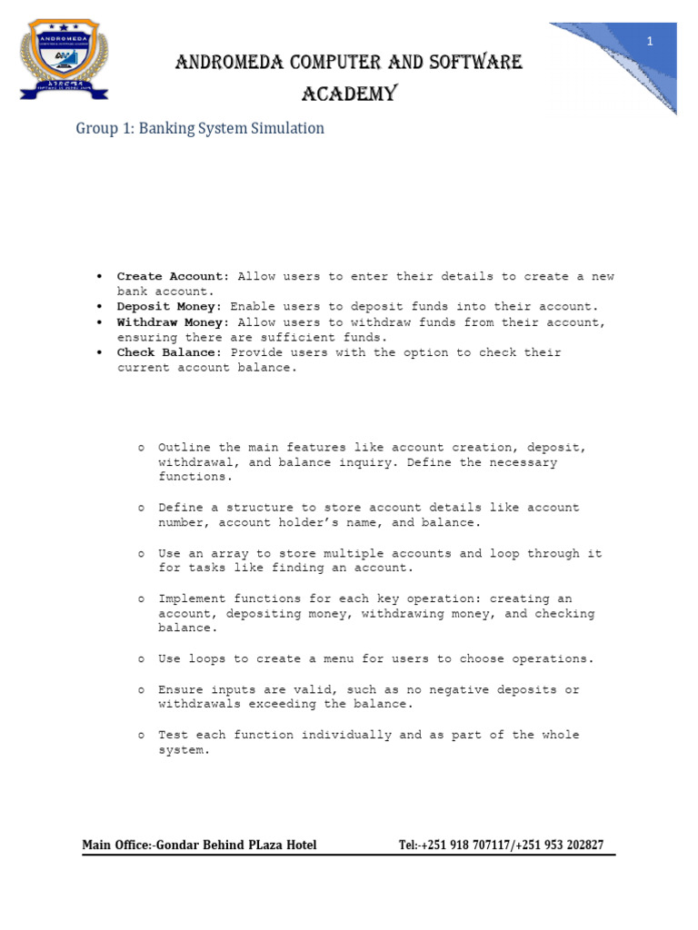 Final Project Pdf Banks Programming