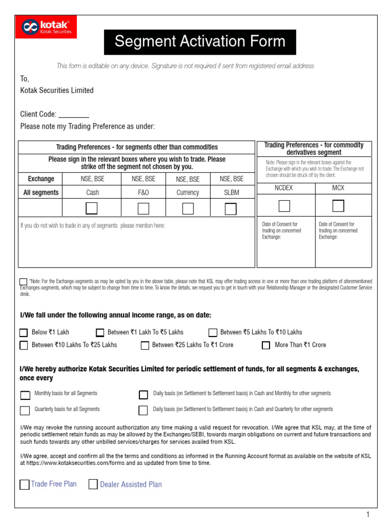 Segment Activation Form 28 Dec 2023 2ea3b242bf | PDF | Derivative ...