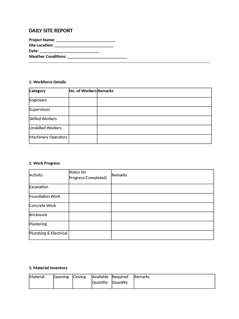 Daily Site Report | PDF