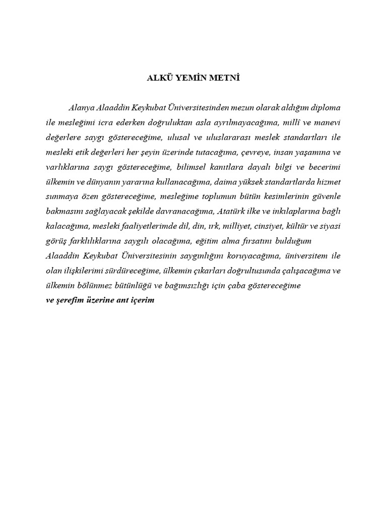yemin-metni (1) | PDF