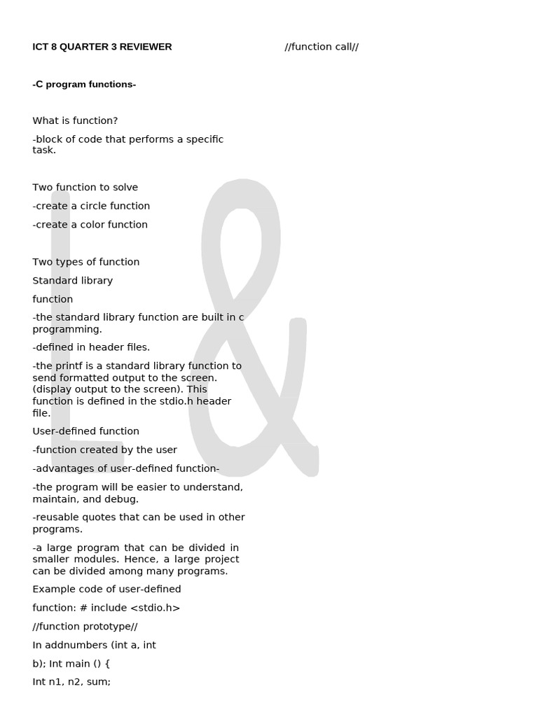 Ict 8 Quarter 3 Reviewer | PDF | Area | Parameter (Computer Programming)