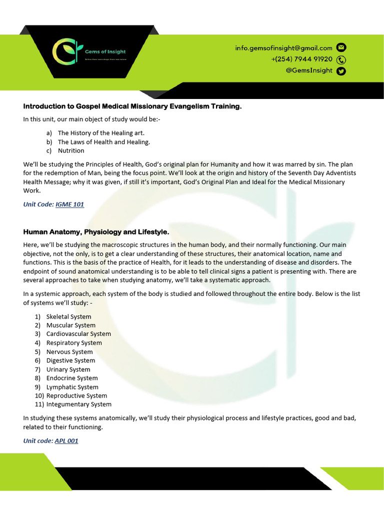 Gospel Medical Missionary Training | PDF | Anatomy | Human Body