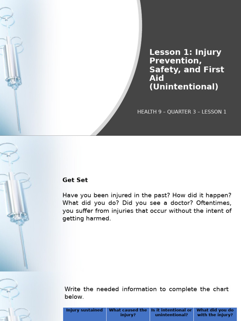Health 9 - Quarter 3 - Lesson 1 | PDF | First Aid | Safety