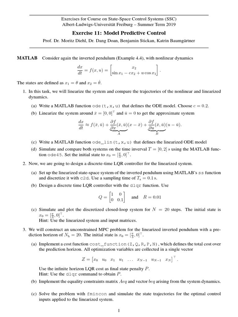 exercise11 | PDF | Optimal Control | Matrix (Mathematics)