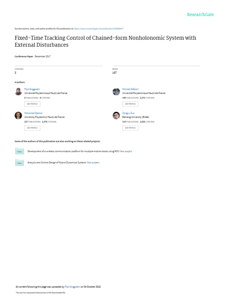 4232769fixed Time Tracking Control Of Chained Form Nonholonomic System With External