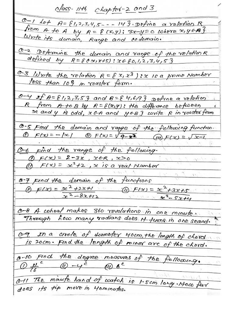 Maths Important Questions Class 11 | PDF