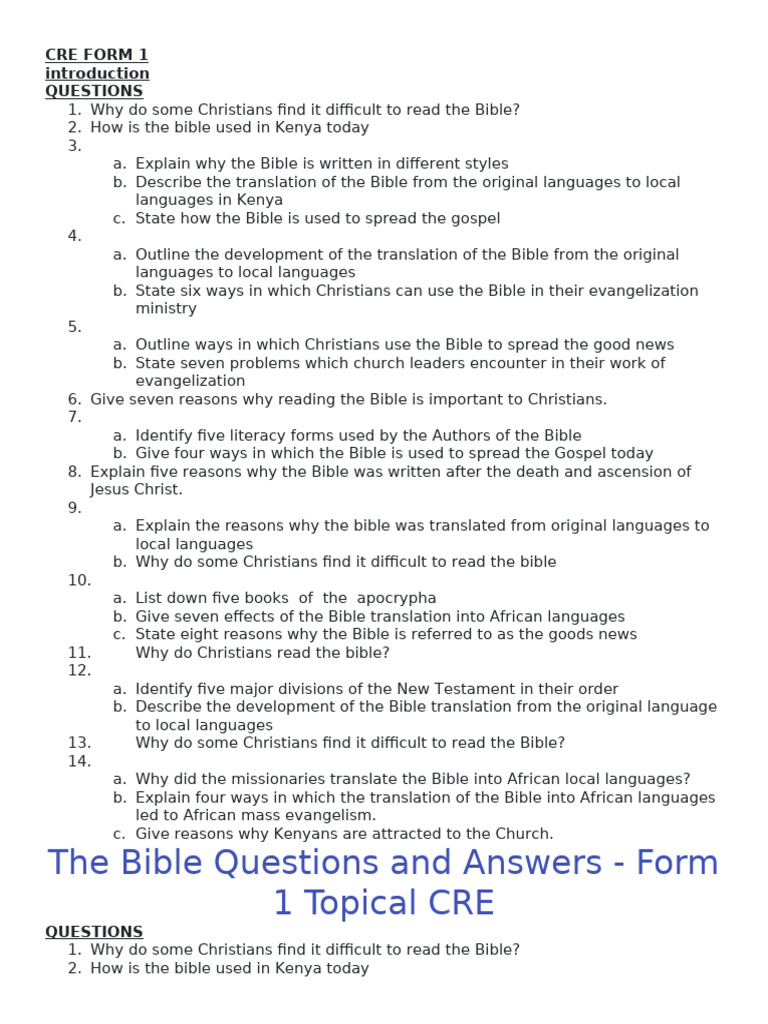Bible Study Questions and Insights | PDF | Elijah | The Exodus