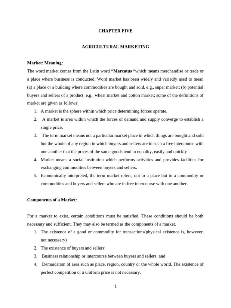 CHAPTER Five. Agry Handout | PDF | Market (Economics) | Marketing
