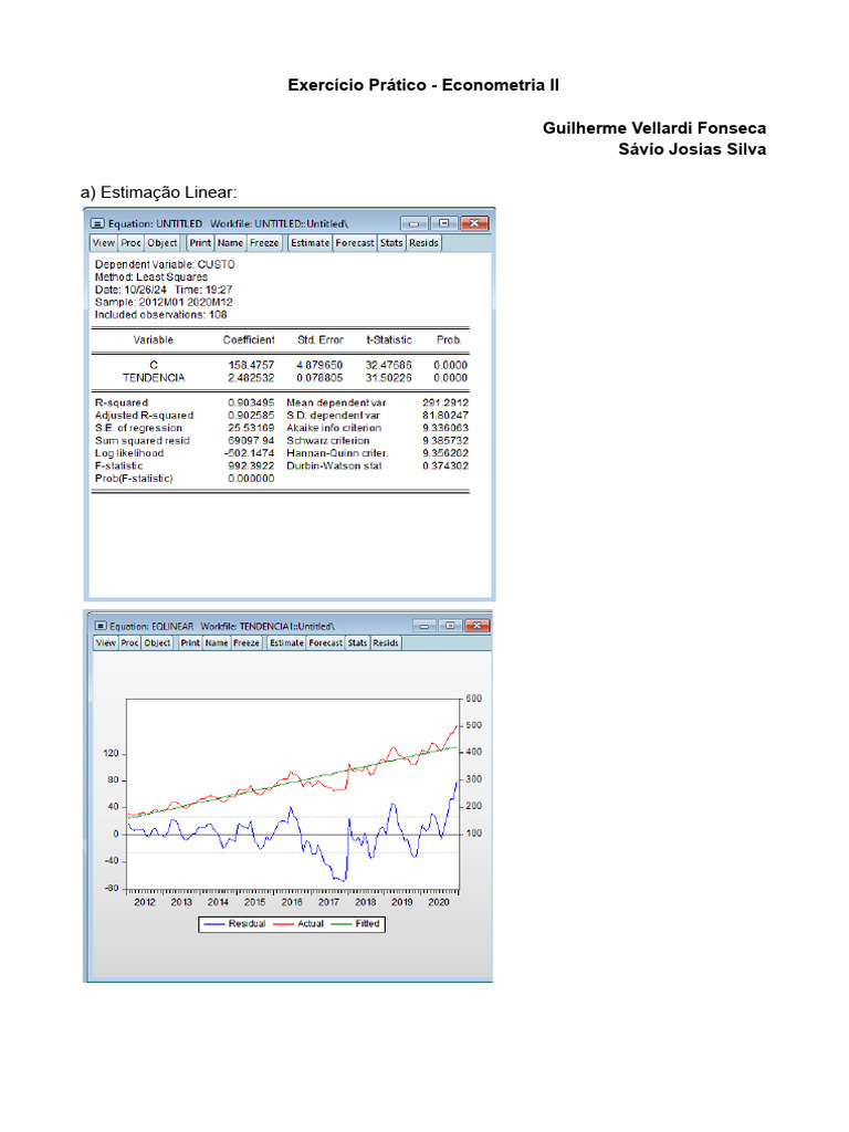 1º Ex Prático - Econometria II | PDF