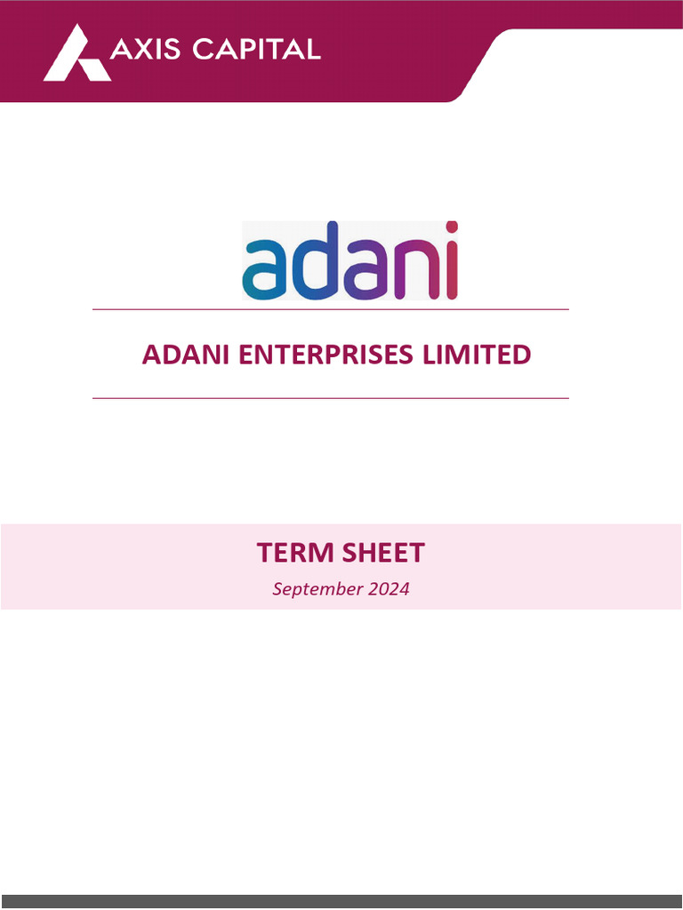 Adani Enterprises NCD Term Sheet 2024 | PDF | Debenture | Interest