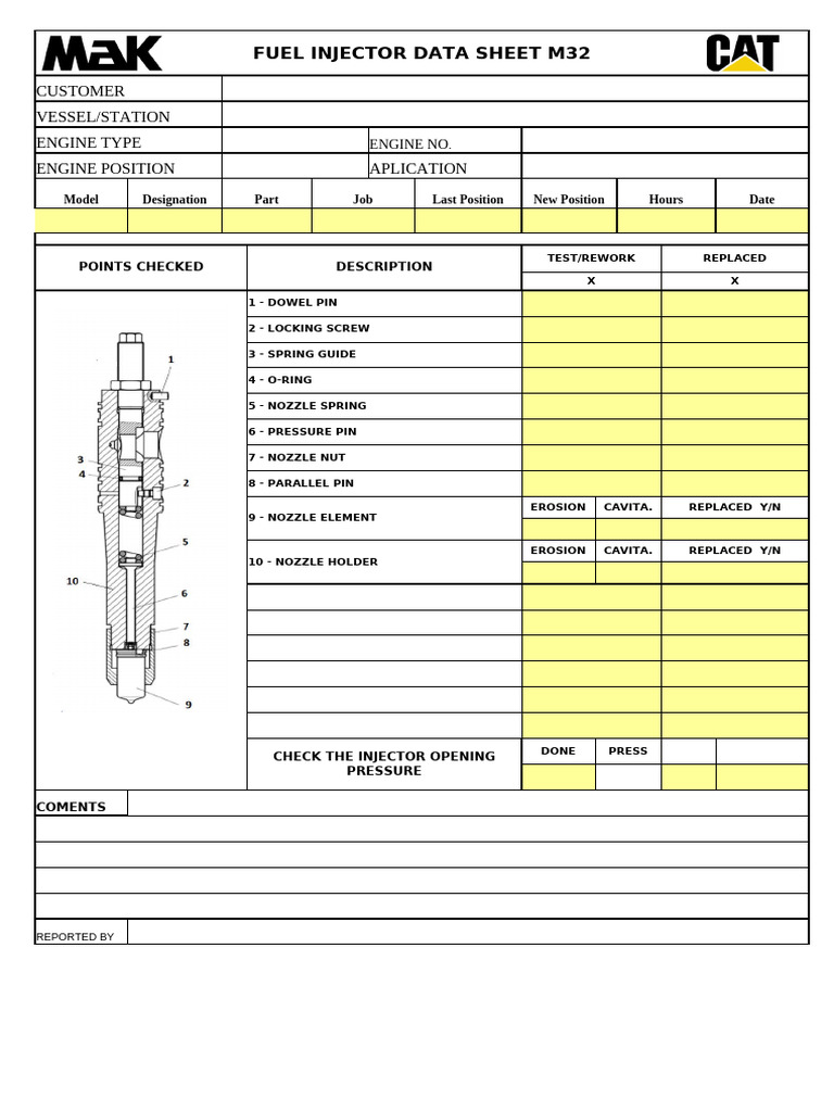 M32 Fuel Injector Data Sheet MaK 16-05 | PDF