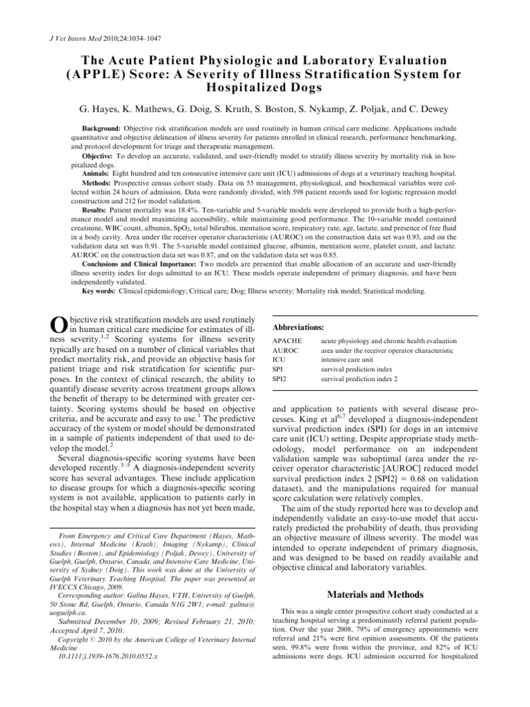 Hayes 2010 The Acute Patient Physiologic and Laboratory Evaluation ...