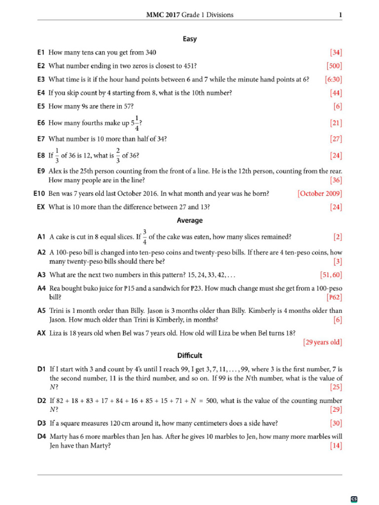 MMC 2017 Gr1 Div - Copy | PDF