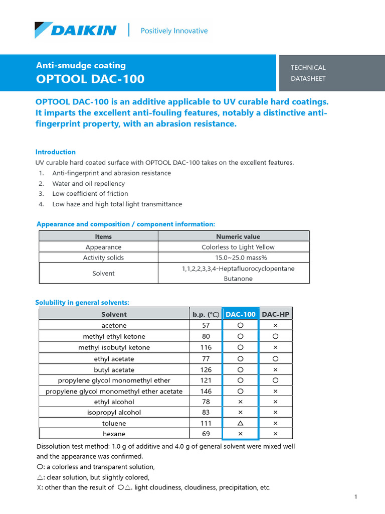Tds-Dac-100-E Ver01 Aug 2022 | PDF | Solvent | Acetic Acid