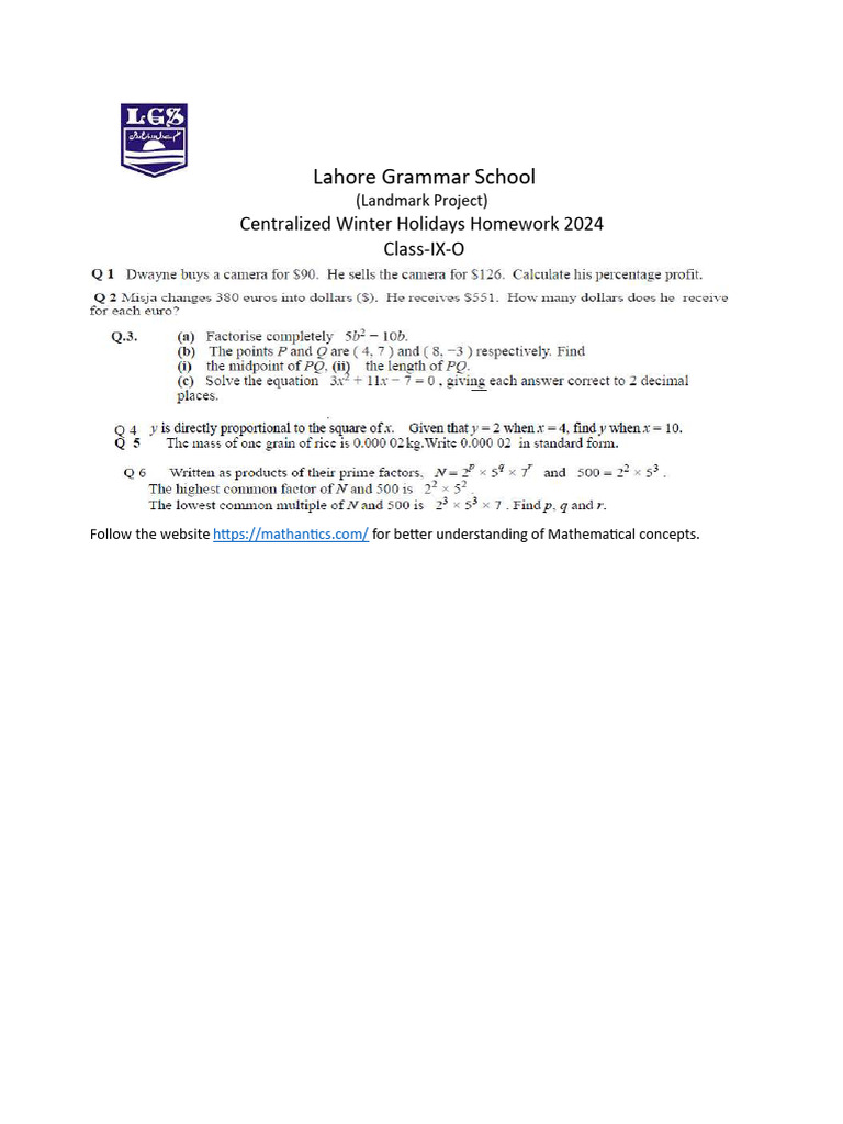 Class IX O Maths HW | PDF