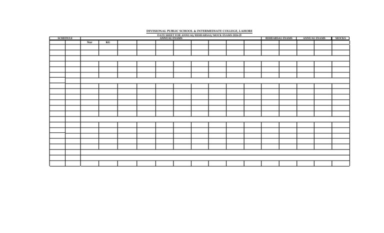 DPS Lahore Exam Schedule 2025 | PDF