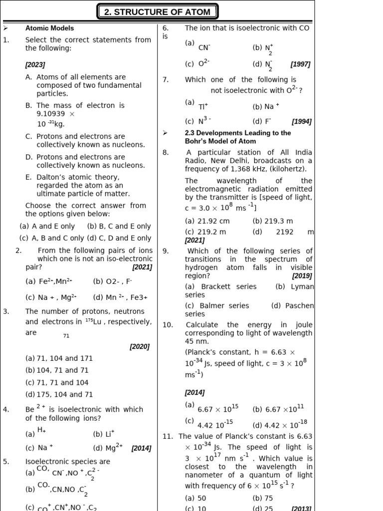 atomic structure | PDF | Atoms | Electron