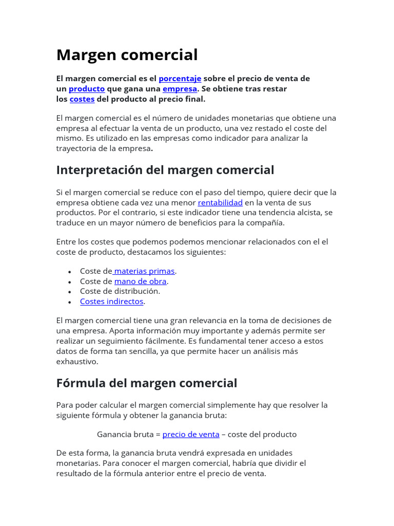 Qué es el margen comercial y su importancia | PDF