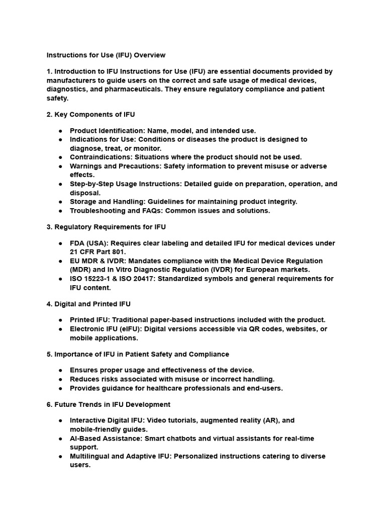 IFU Guidelines for Medical Devices | PDF