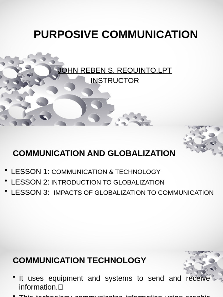 Presentation For The Topic | PDF | Globalization | Communication