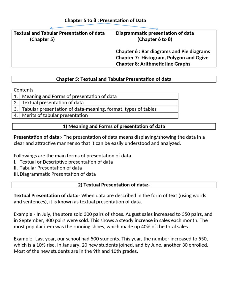 Chapter 5 Textual and Tabular Presentation | PDF