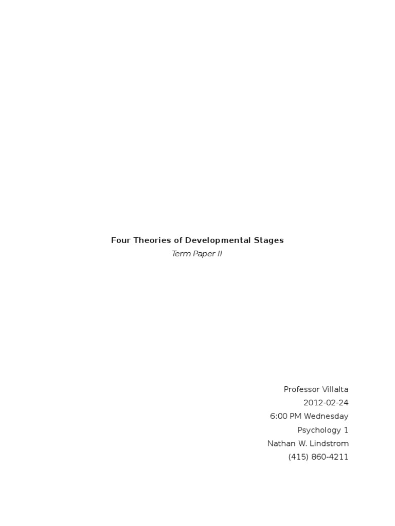 Four Theories of Developmental Stages | PDF | Psychological Theories ...