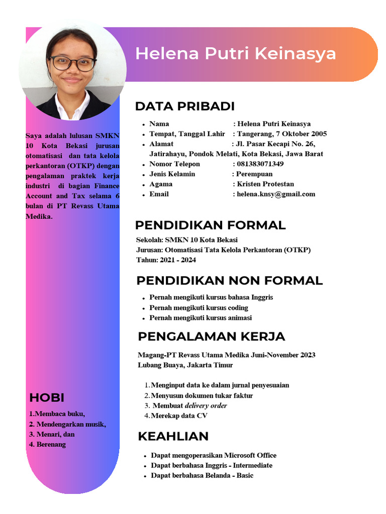 CV Helena Terbaru | PDF