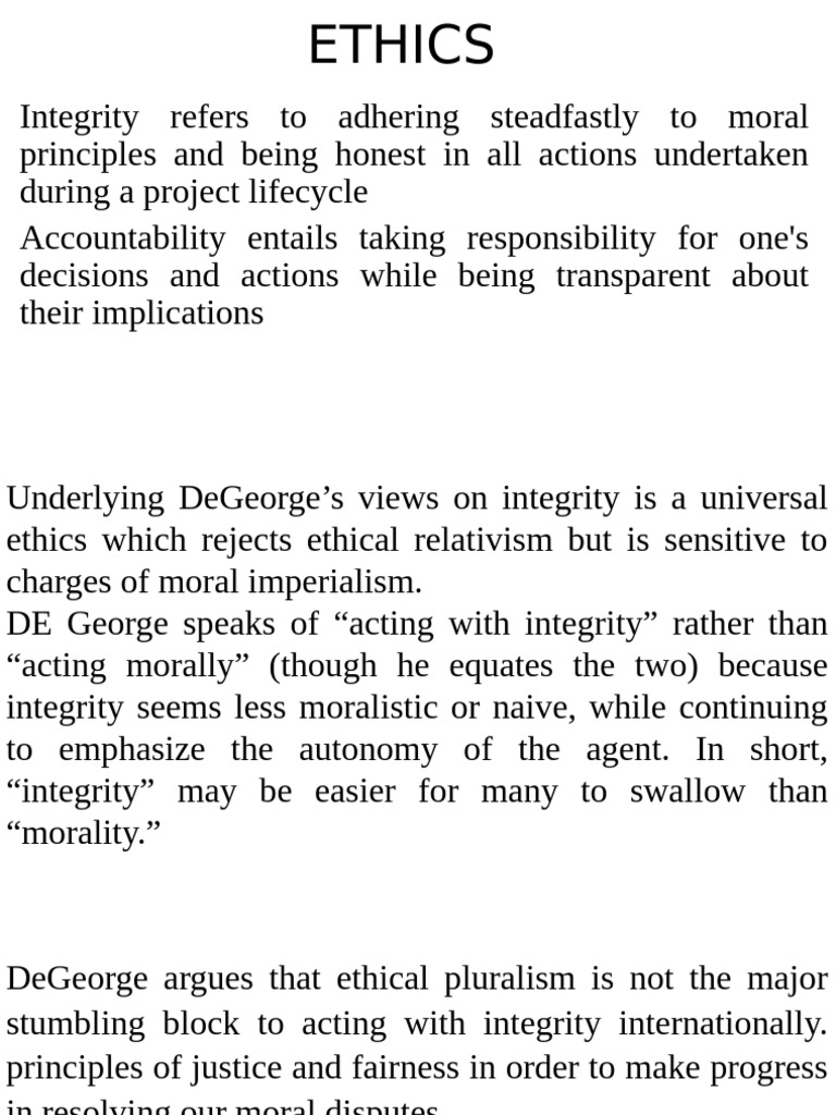 Ethical Integrity in Project Management | PDF | Integrity | Employee ...