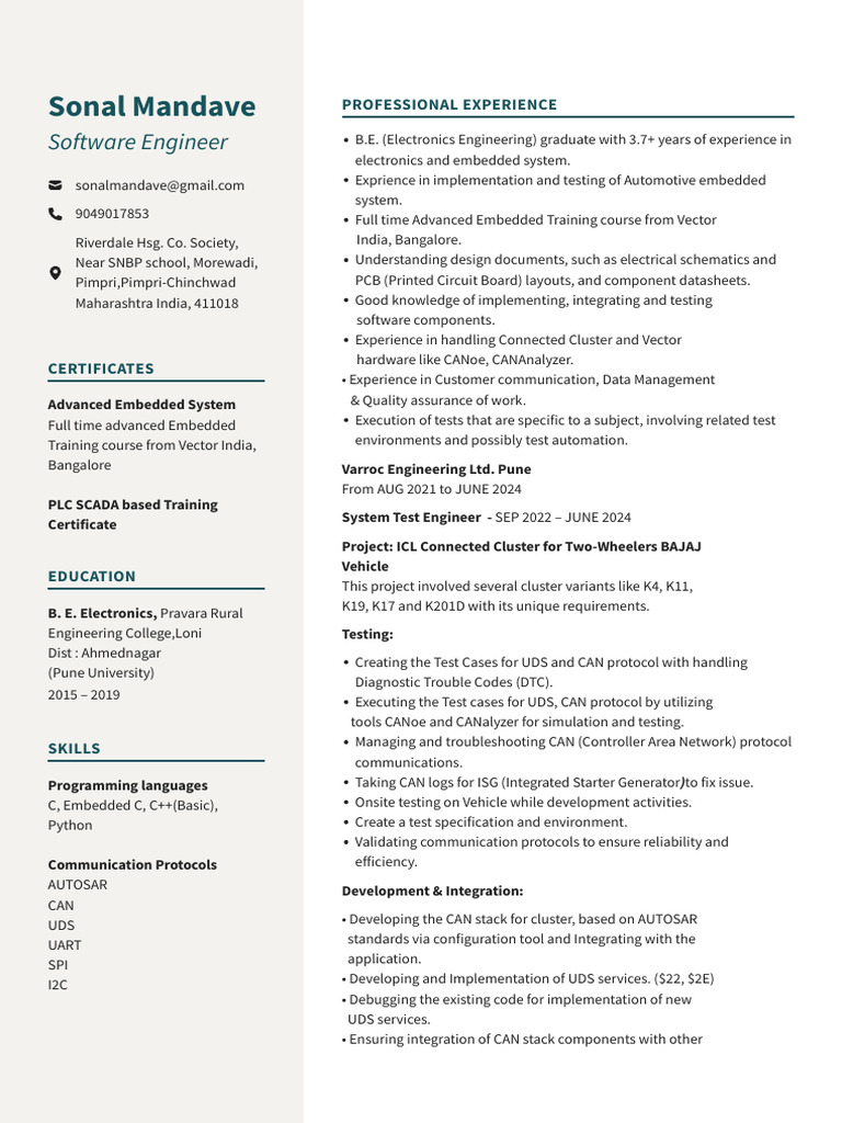 Sonal Mandave | PDF | Computing | Computer Engineering