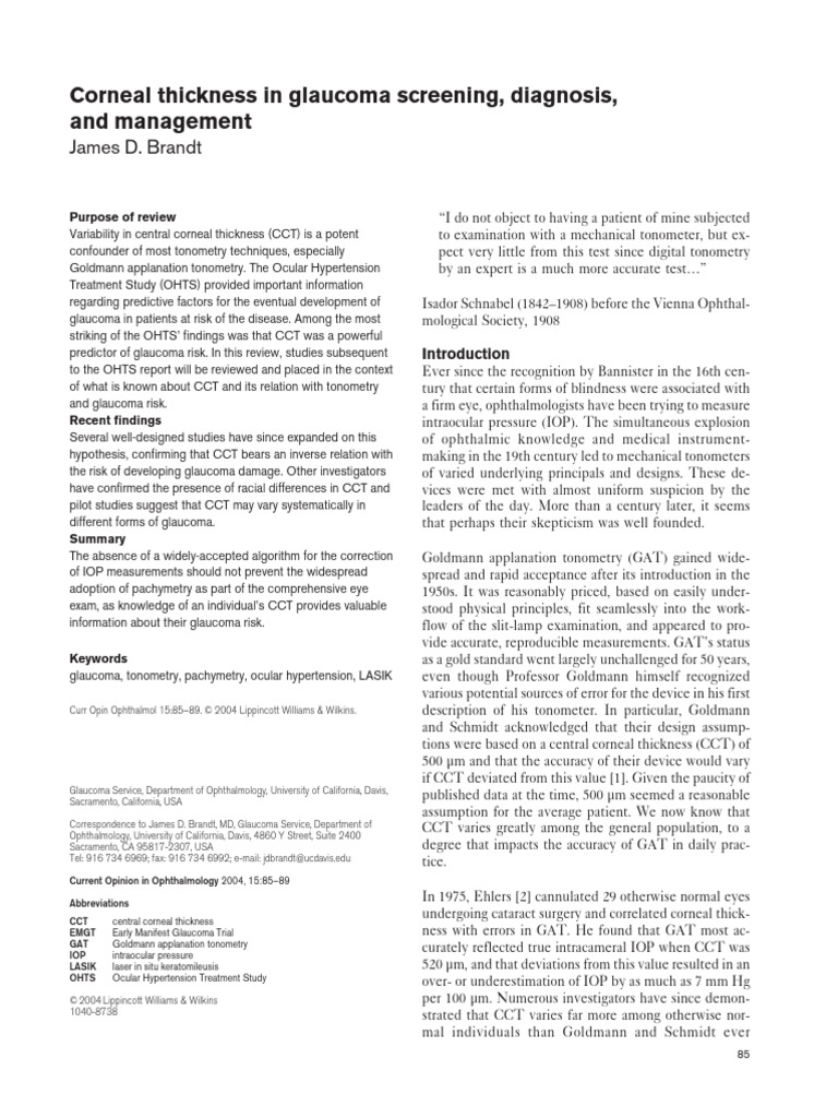 corneal_thickness_in_glaucoma_screening,.4 | PDF | Glaucoma | Cornea
