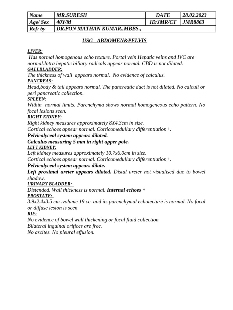 Abdomen USG and CT Findings Report | PDF